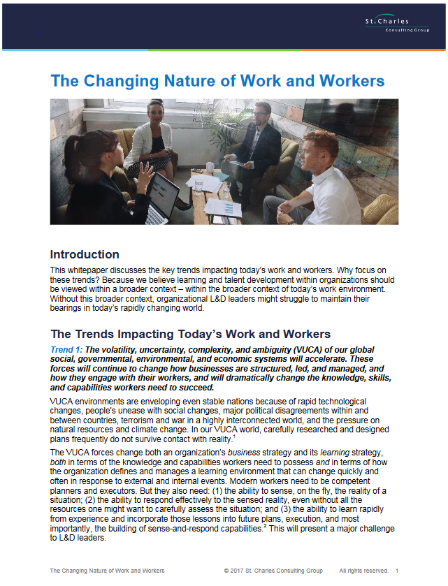The Changing Nature of Work and Workers - St. Charles Consulting Group The Changing Nature of Work and Workers - St. Charles Consulting Group